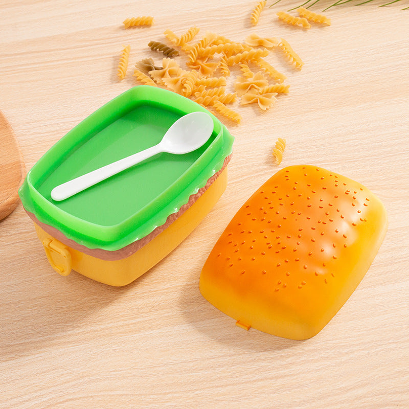 Cute Hamburger Three-Layer Portable Lunch Box - Student & Children's L
