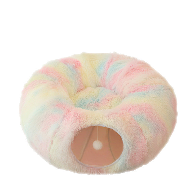 Engage and Pamper Your Cat with the Cozy & Playful 2-in-1 Plush Donut