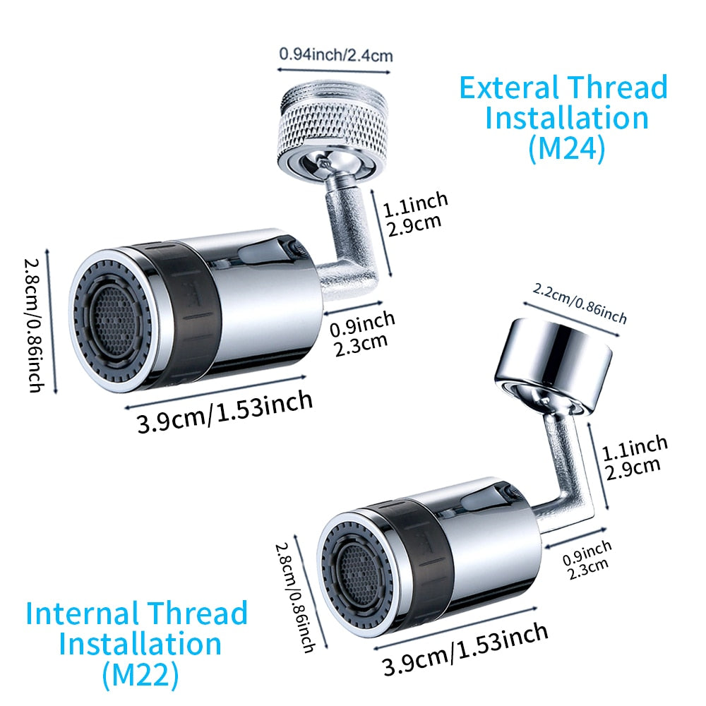 720 Degree Rotating Universal Faucet Aerator with Splash Filter and Wa