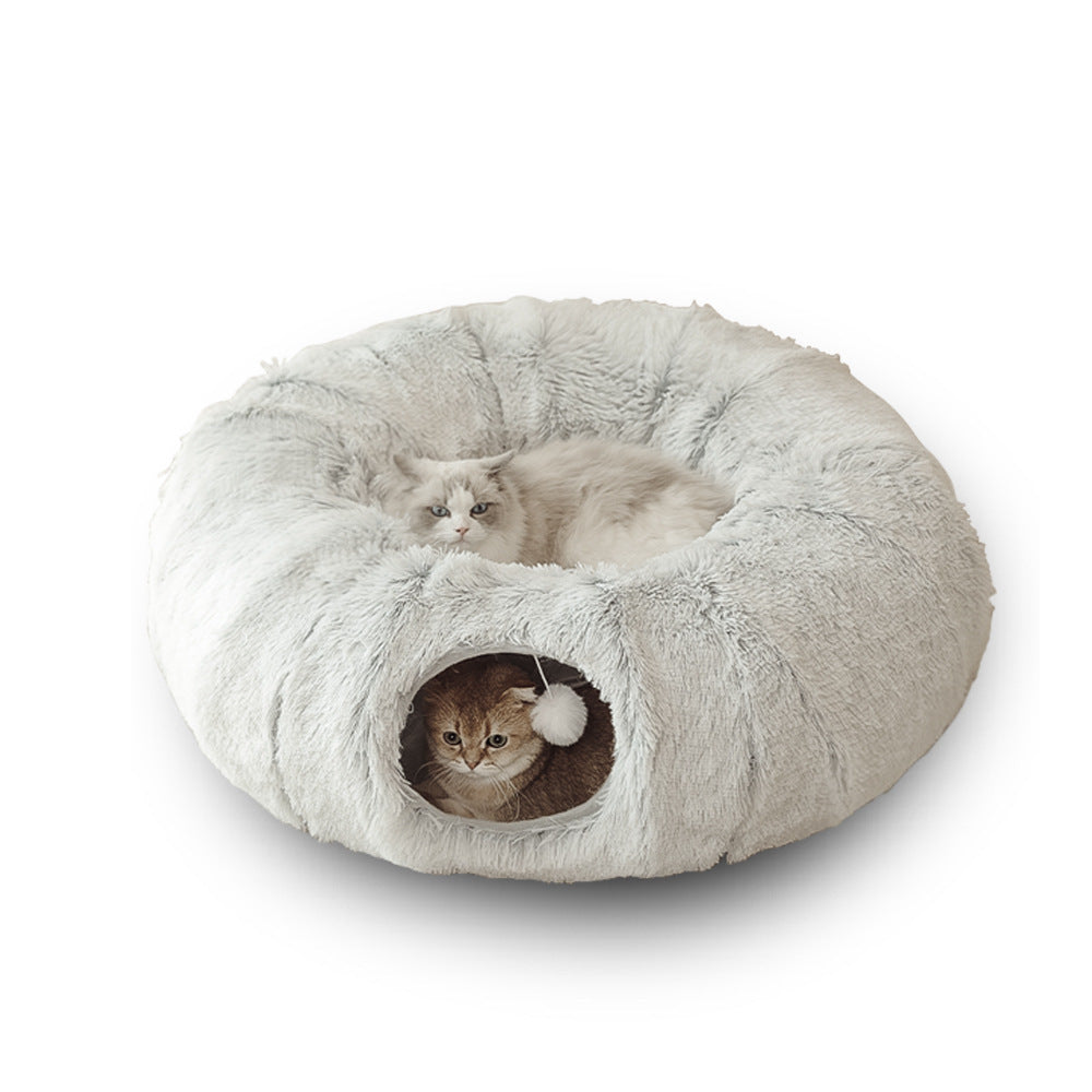 Engage and Pamper Your Cat with the Cozy & Playful 2-in-1 Plush Donut