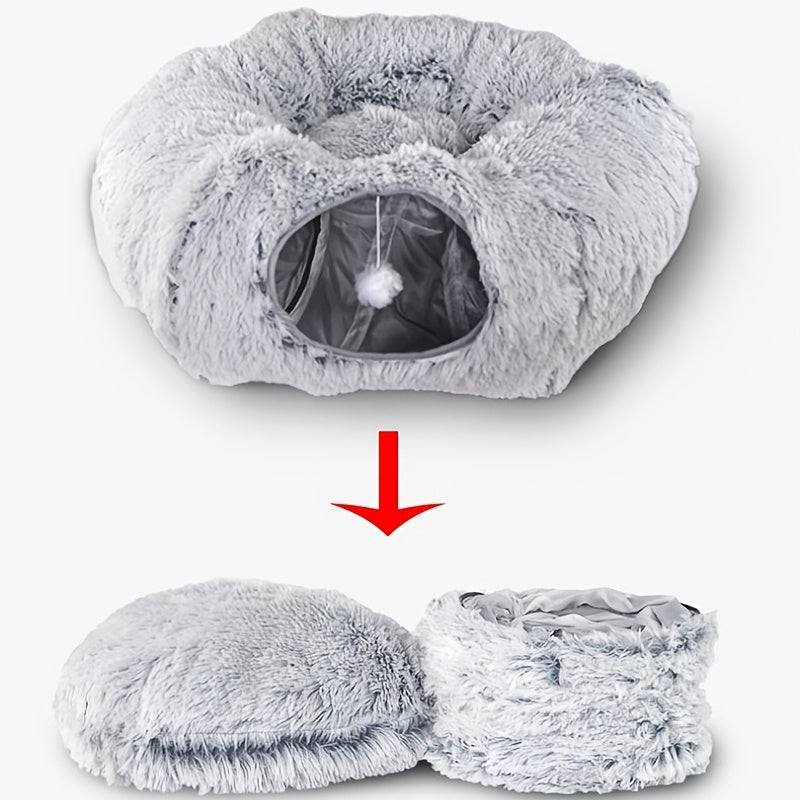 Engage and Pamper Your Cat with the Cozy & Playful 2-in-1 Plush Donut